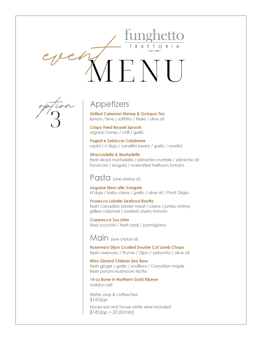 Menu – Funghetto Trattoria