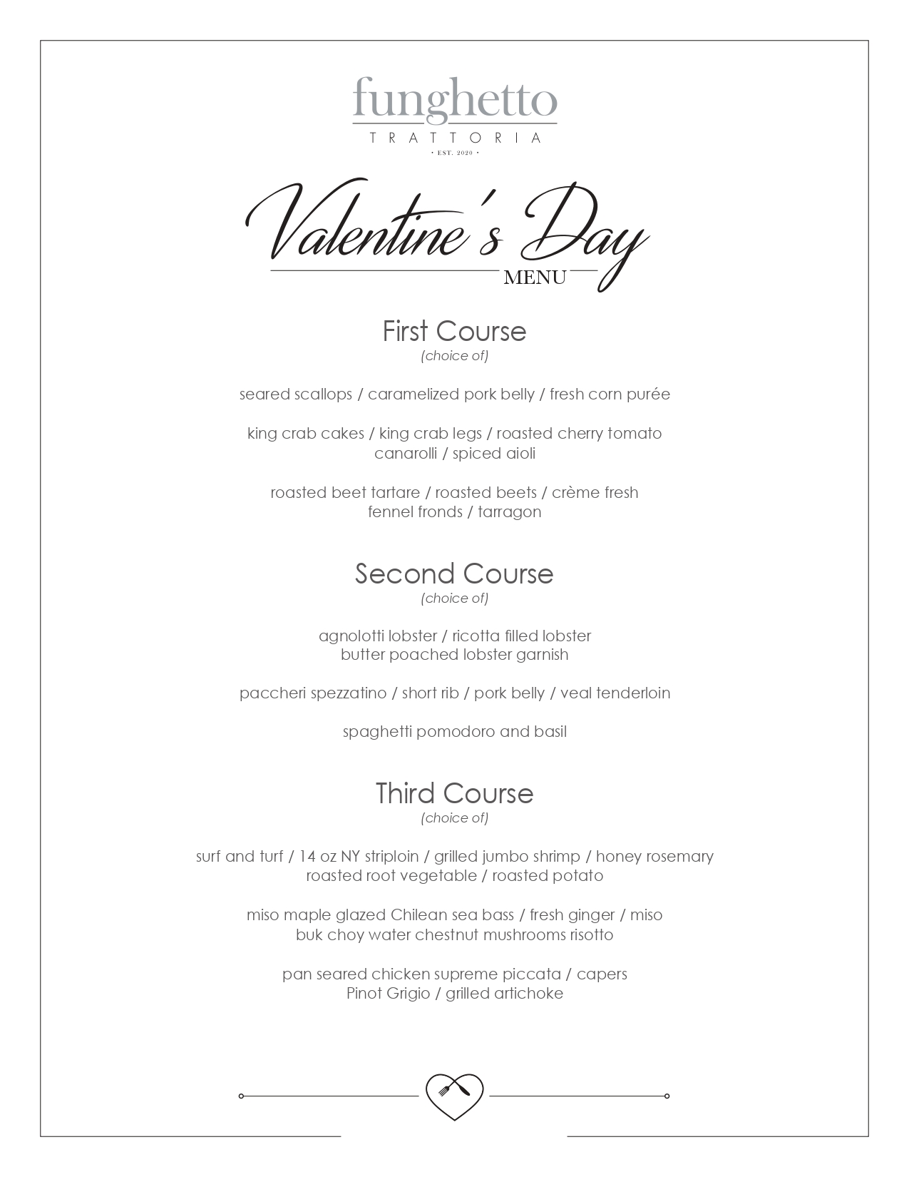 Menu – Funghetto Trattoria